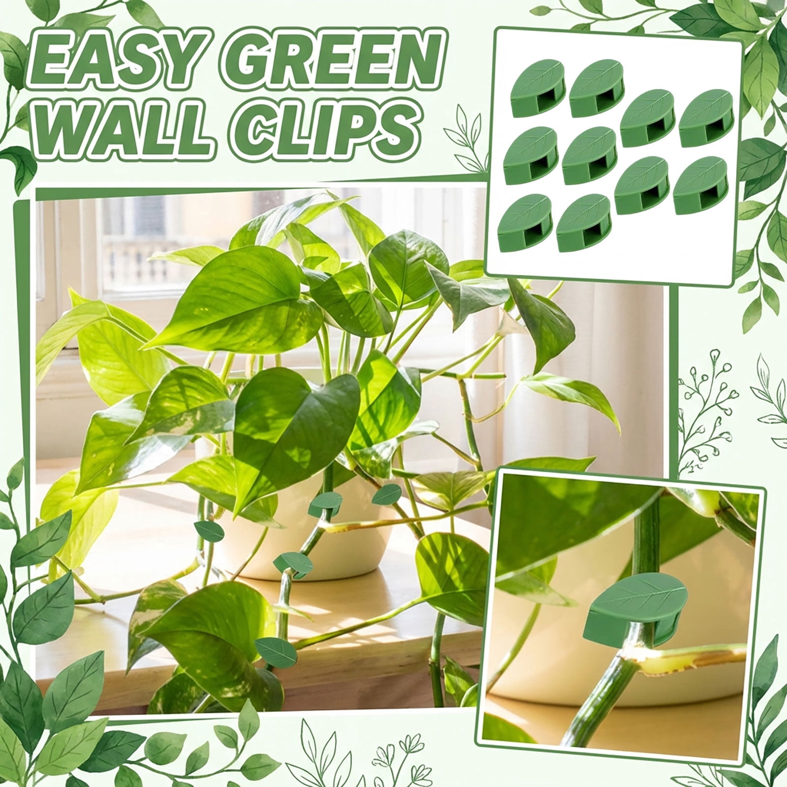 10 Count Leaf-Shaped Plant Clips For Climbing Plants, Invisible Pothos ...