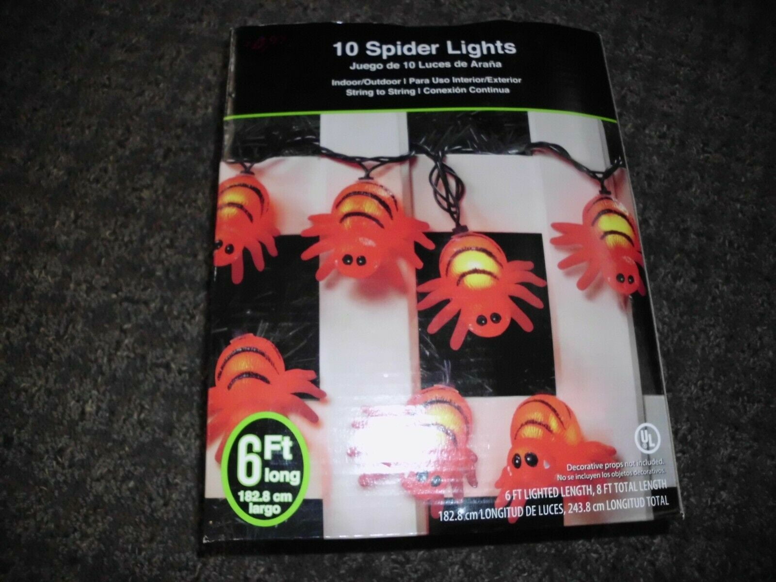 10 Count Orange and Black Halloween Spider String Lights - Walmart.com