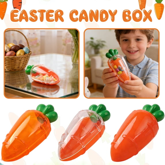 10 Count Plastic Carrot Boxes, Easter Candy Containers with Lid, Party ...