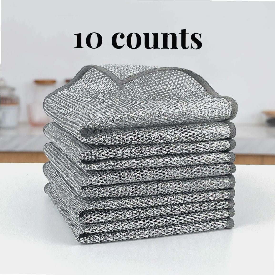 10 Pack Reusable Dish Cleaning Cloths, Multipurpose Kitchen Scrubber ...