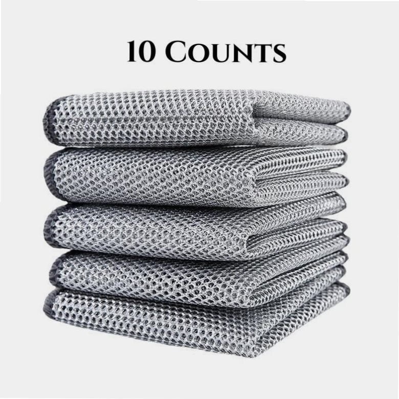 10 Counts Dishwashing Rags，Multipurpose Non-Scratch Wire Dishcloths for ...