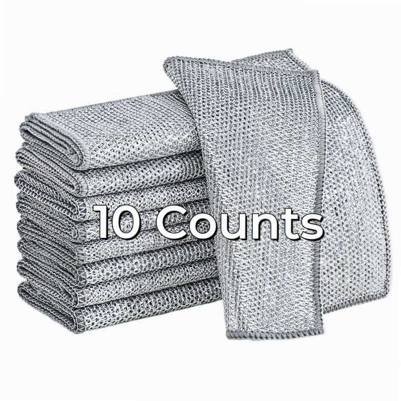 10 Counts Dishwashing Rags，Multipurpose Non-Scratch Wire Dishcloths for ...