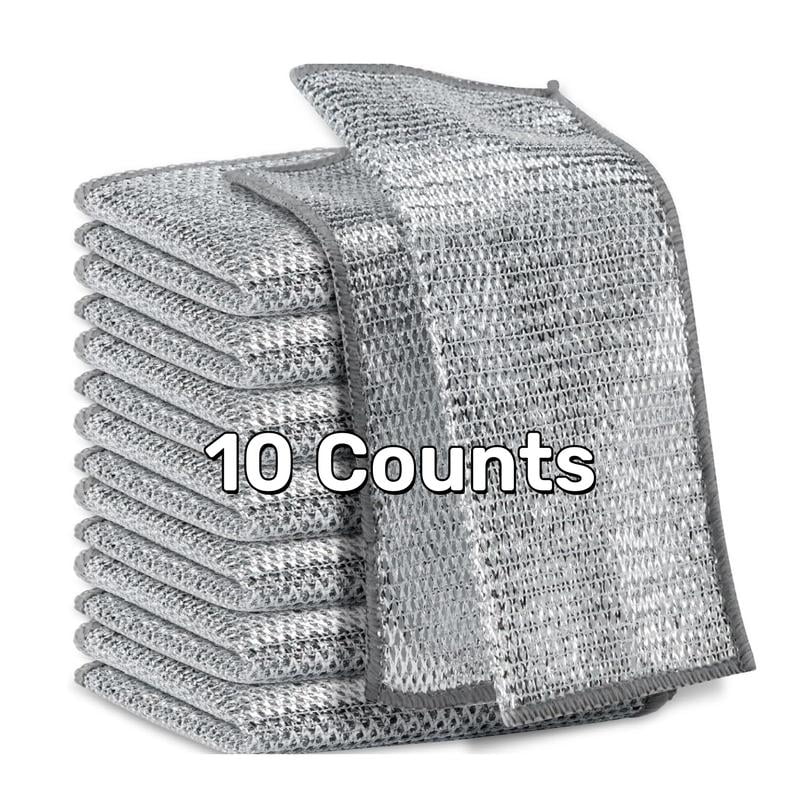 10 Counts Dishwashing Rags, Multipurpose Non-Scratch Wire Dishcloths ...