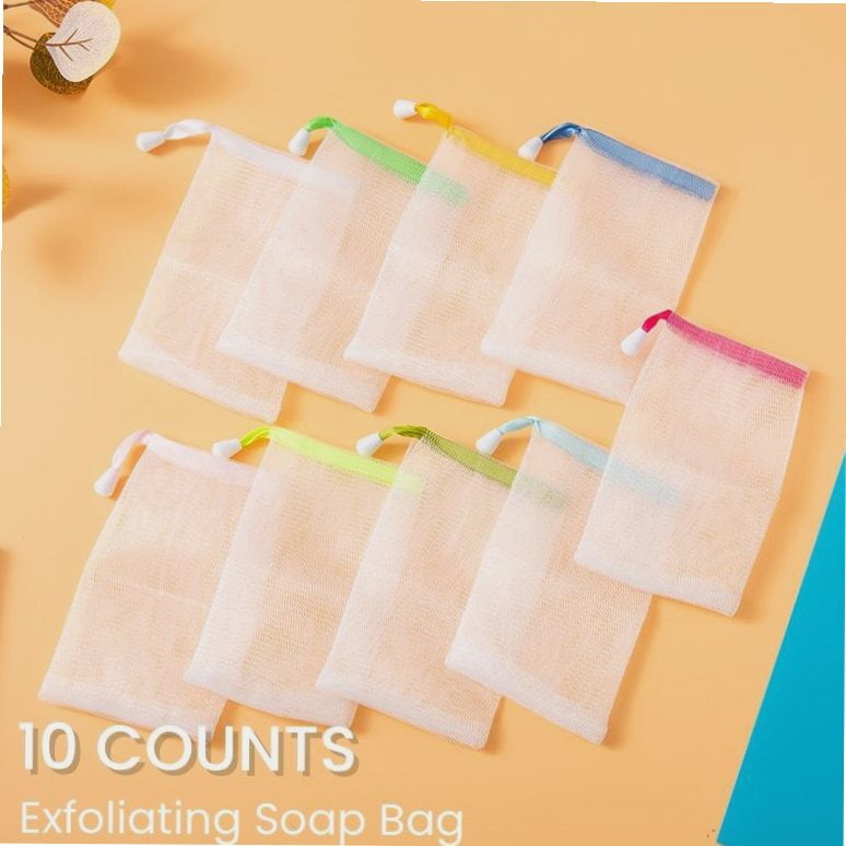 10 Counts Exfoliating Mesh Soap Bag Foaming Net， Face Cleansing Foaming ...