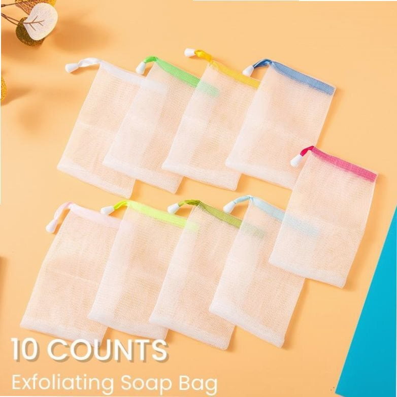 10 Counts Exfoliating Mesh Soap Bag Foaming Net， Face Cleansing Foaming ...