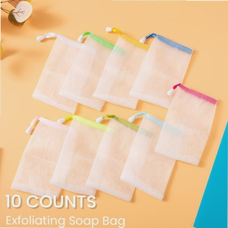 10 Counts Exfoliating Mesh Soap Bag Foaming Net， Face Cleansing Foaming ...