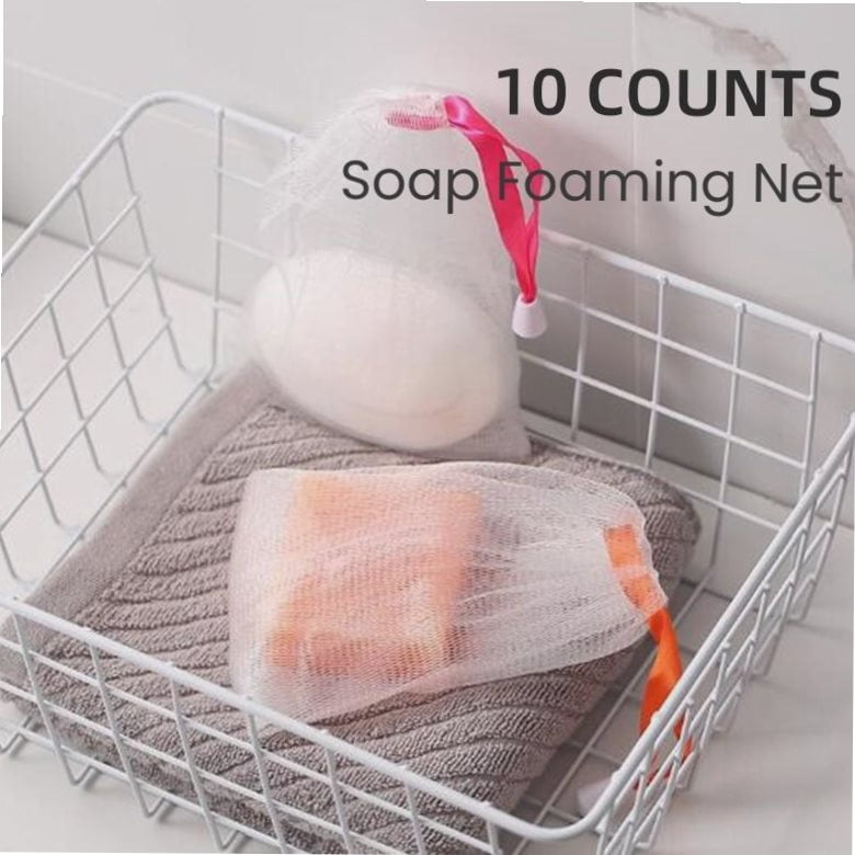 10 Counts Exfoliating Mesh Soap Bag Foaming Net, White Pouch with ...