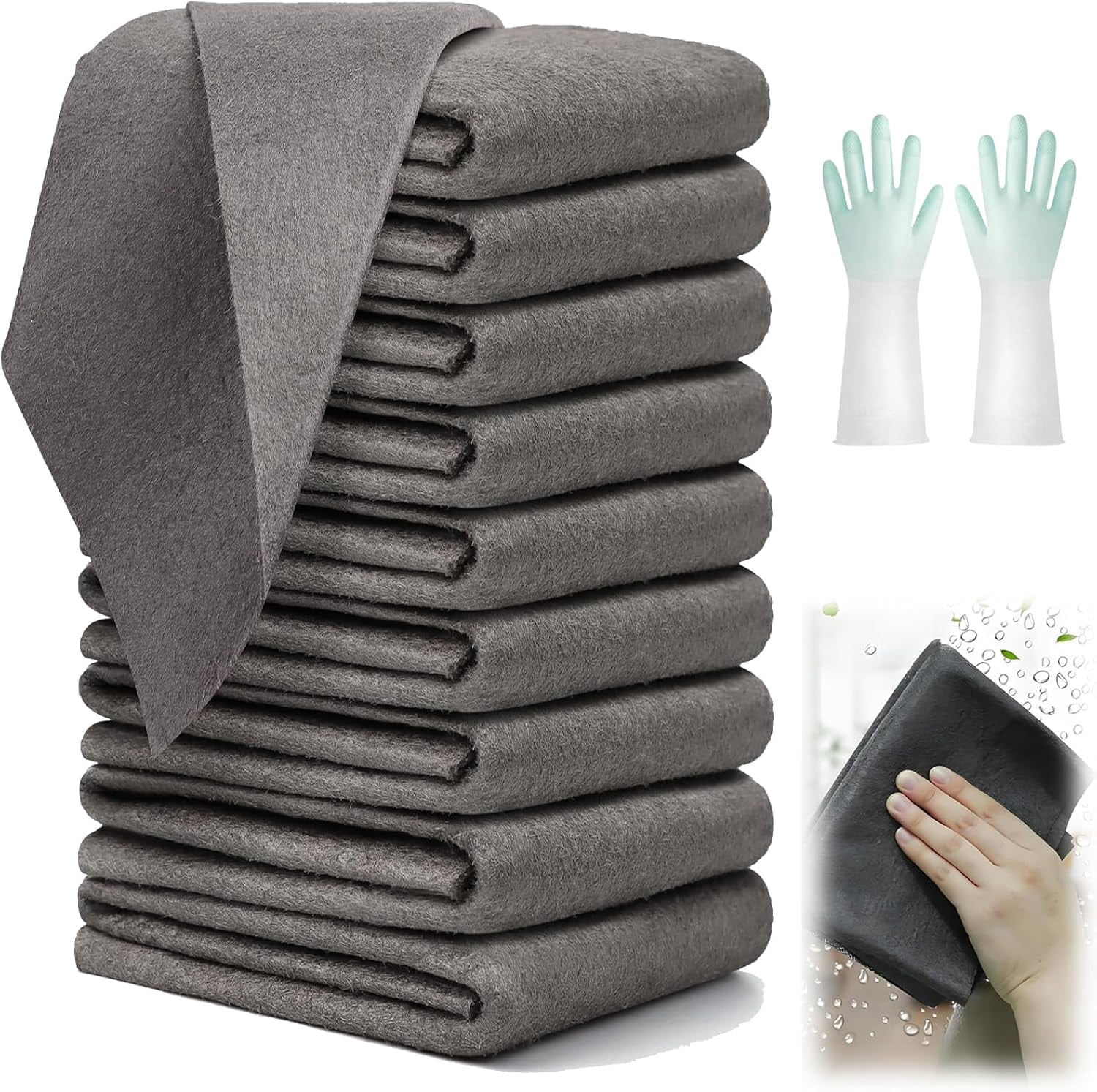 10 Counts Magic Cleaning Cloth, Reuseable Thickened Streak Free Magic ...