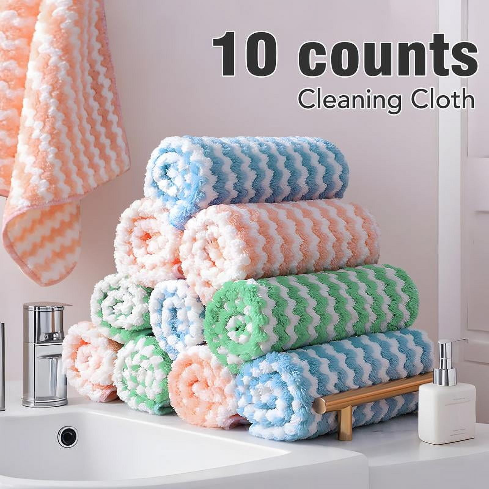 10 Counts Microfiber Cleaning Cloth, Super Soft Absorbent Dish Towels ...