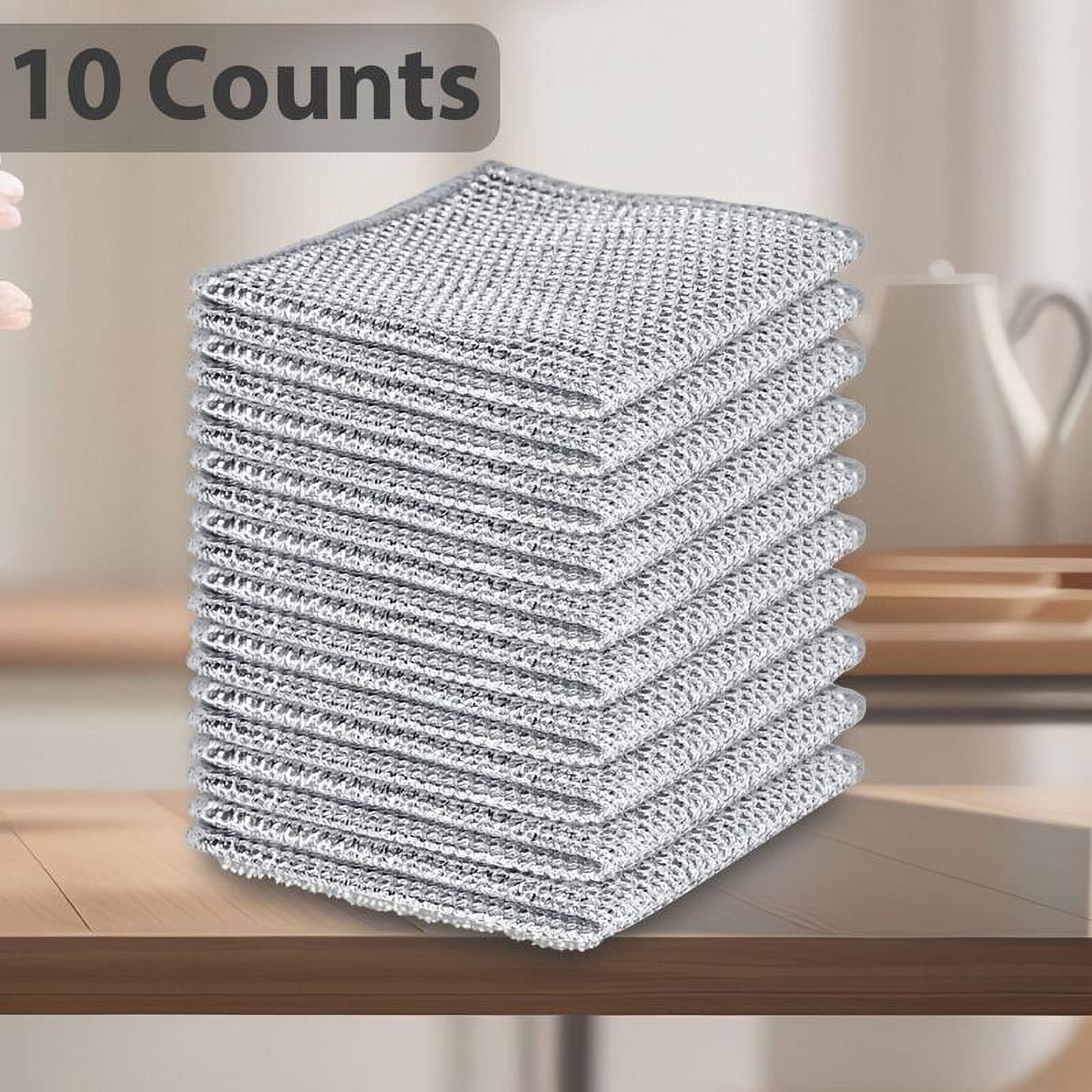 10 Counts Multipurpose Dishwashing Rags, Multifunctional Non-Scratch ...