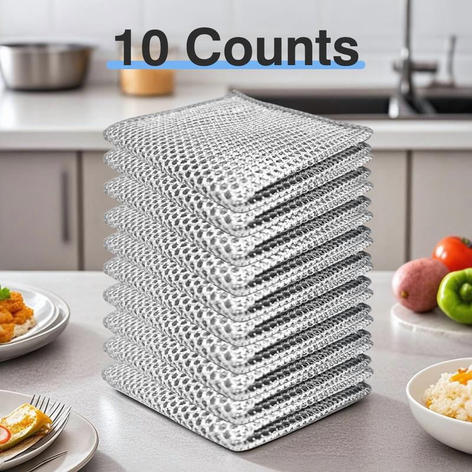 10 Counts Non Scratch Wire Dishcloth Multipurpose Wire Dishwashing Rag ...