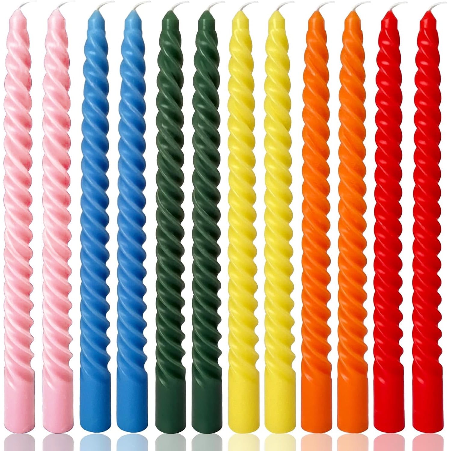 10" Cream Spiral Taper Candy-Color Candles for Decor, Pack of 12, for ...