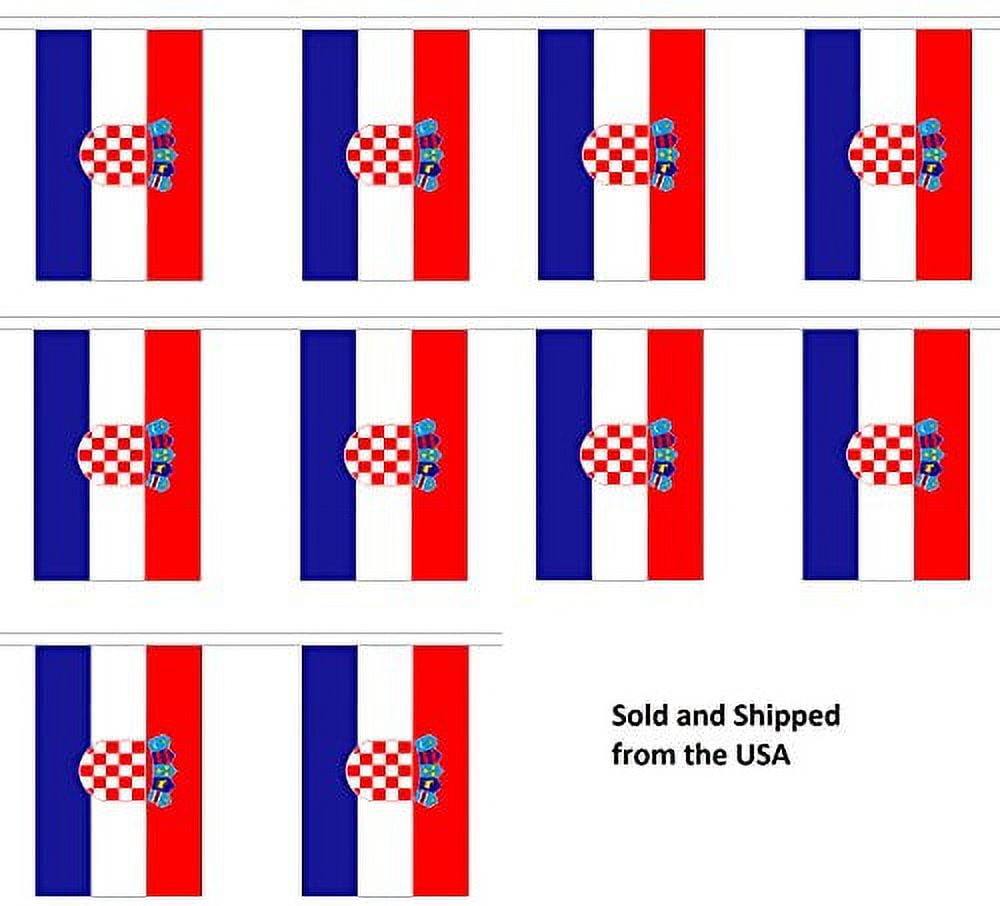 10' Croatia String Flag Party Bunting Has 10 Croatian 6"x9" Polyester ...