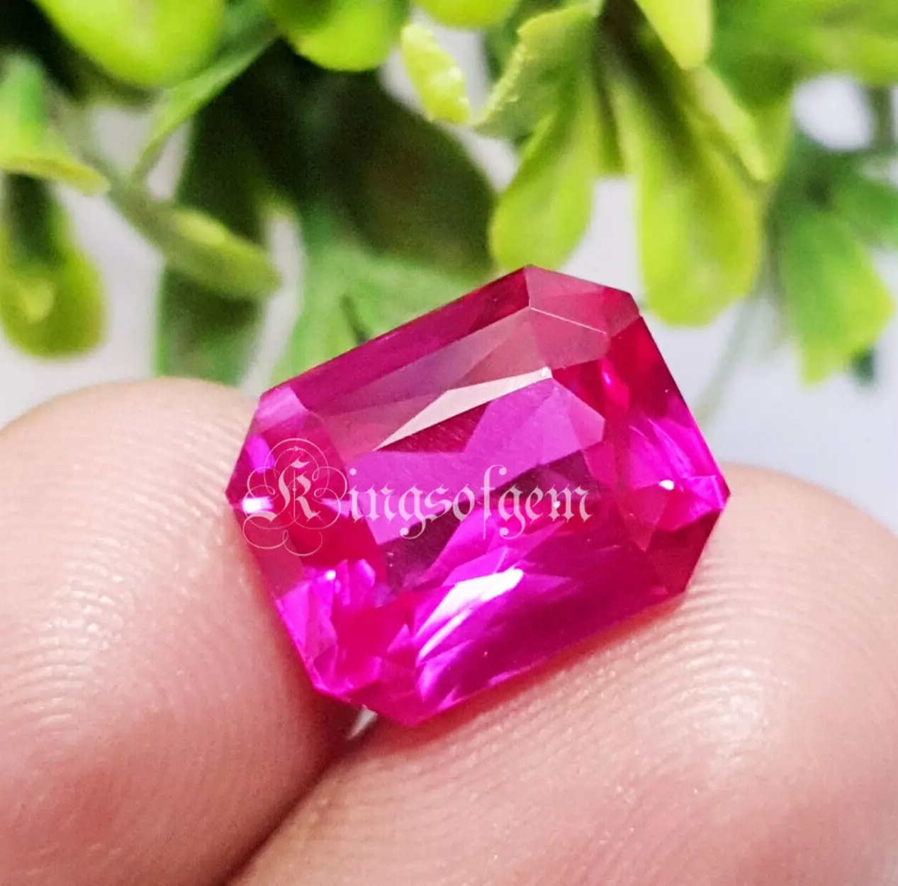 10 Ct Pink Sapphire Gemstone Synthetic lab Grown Emerald Shape ...