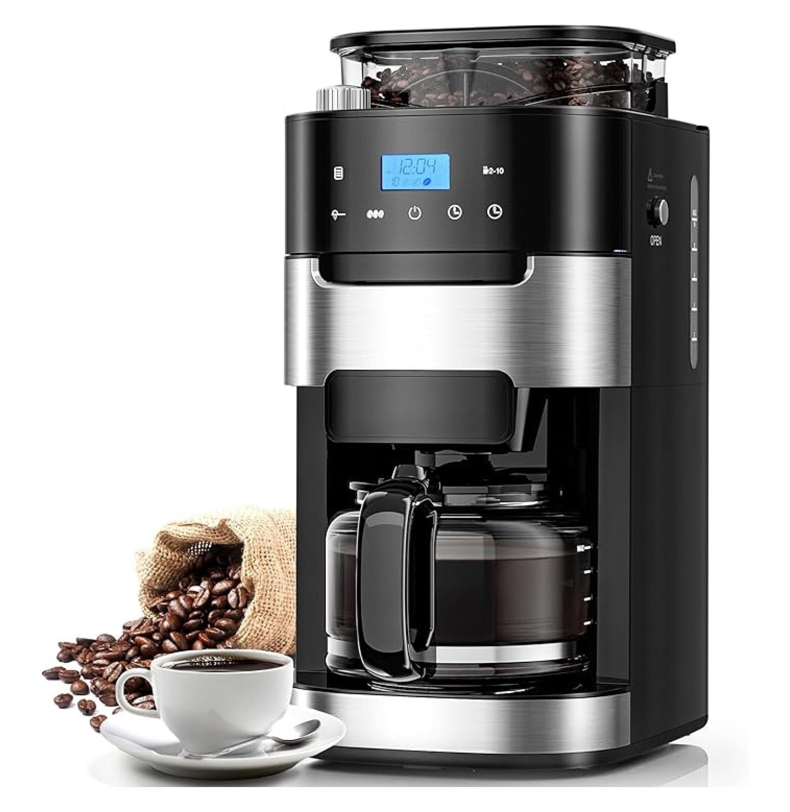 10-Cup Drip Coffee Maker with Built-in Grinder,Programmable Grind ...