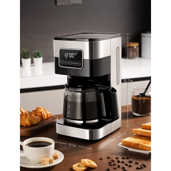 10-Cup Programmable Coffee Maker, Regular & Strong Brew Drip Coffee ...