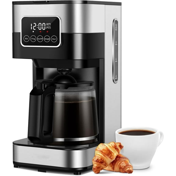 12-Cup Programmable Coffee Maker Regular and Strong Brew Drip Coffee ...
