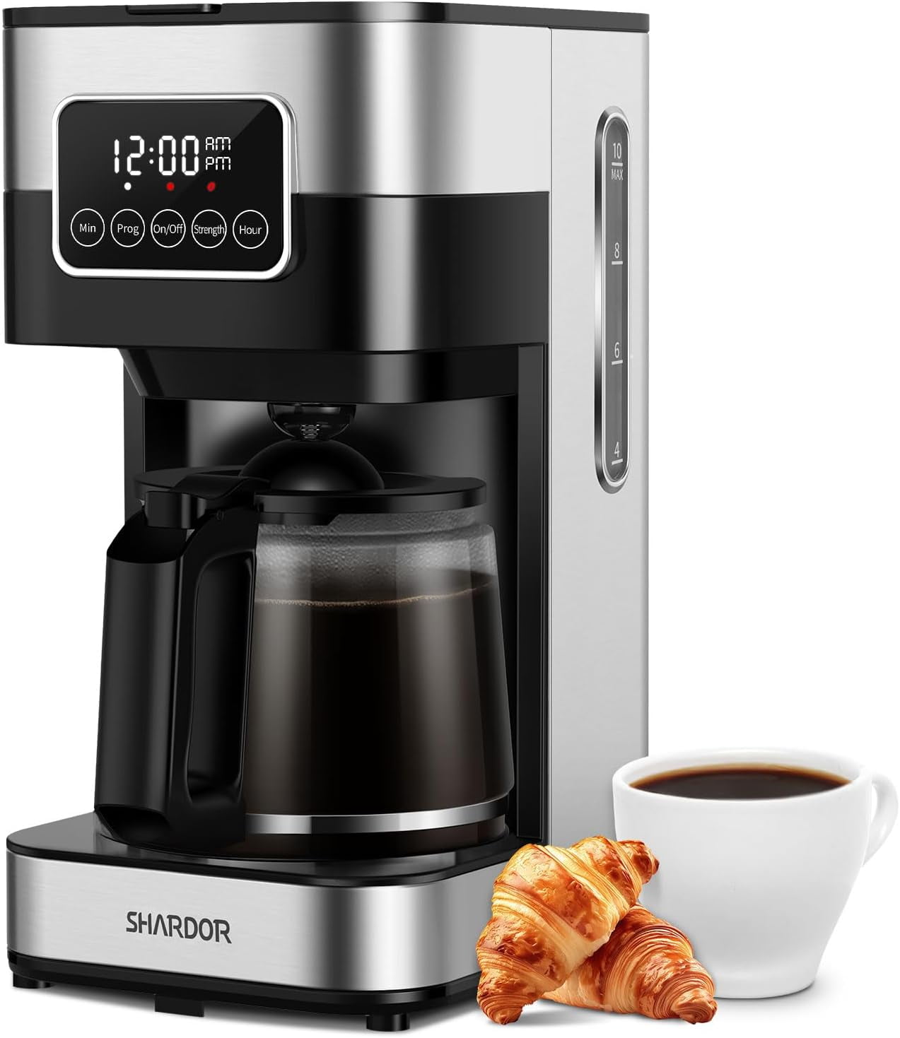 10-Cup Programmable Coffee Maker, Regular & Strong Brew Drip Coffee ...