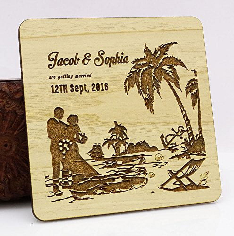 10 Custom Engraved Wooden Magnets Rustic Wedding Save The Date Wooden ...