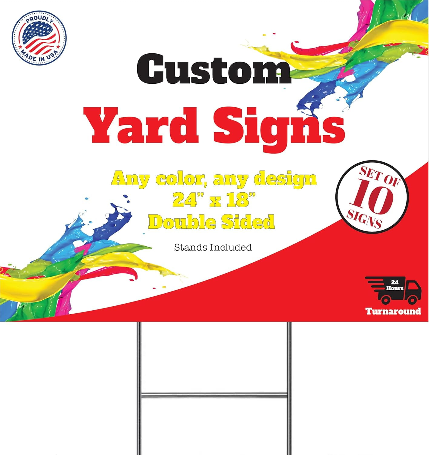 10 Custom Yard Signs With Stakes - Fully Customized 24x18 Double Sided ...