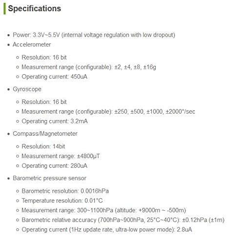 10 DOF IMU Sensor (C) Inertial Measurement Unit Motion Position Height ...