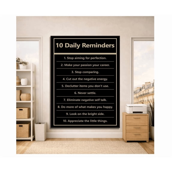 10 Daily Reminders Poster Inspirational Office Wall Art For ...