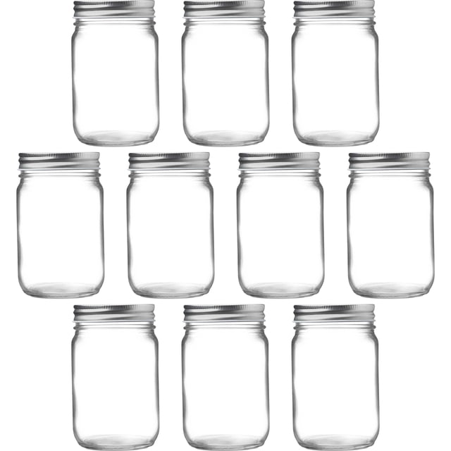 Bulk 10pc Durable Mason Jars Set for Canning, Storage & Preservation ...