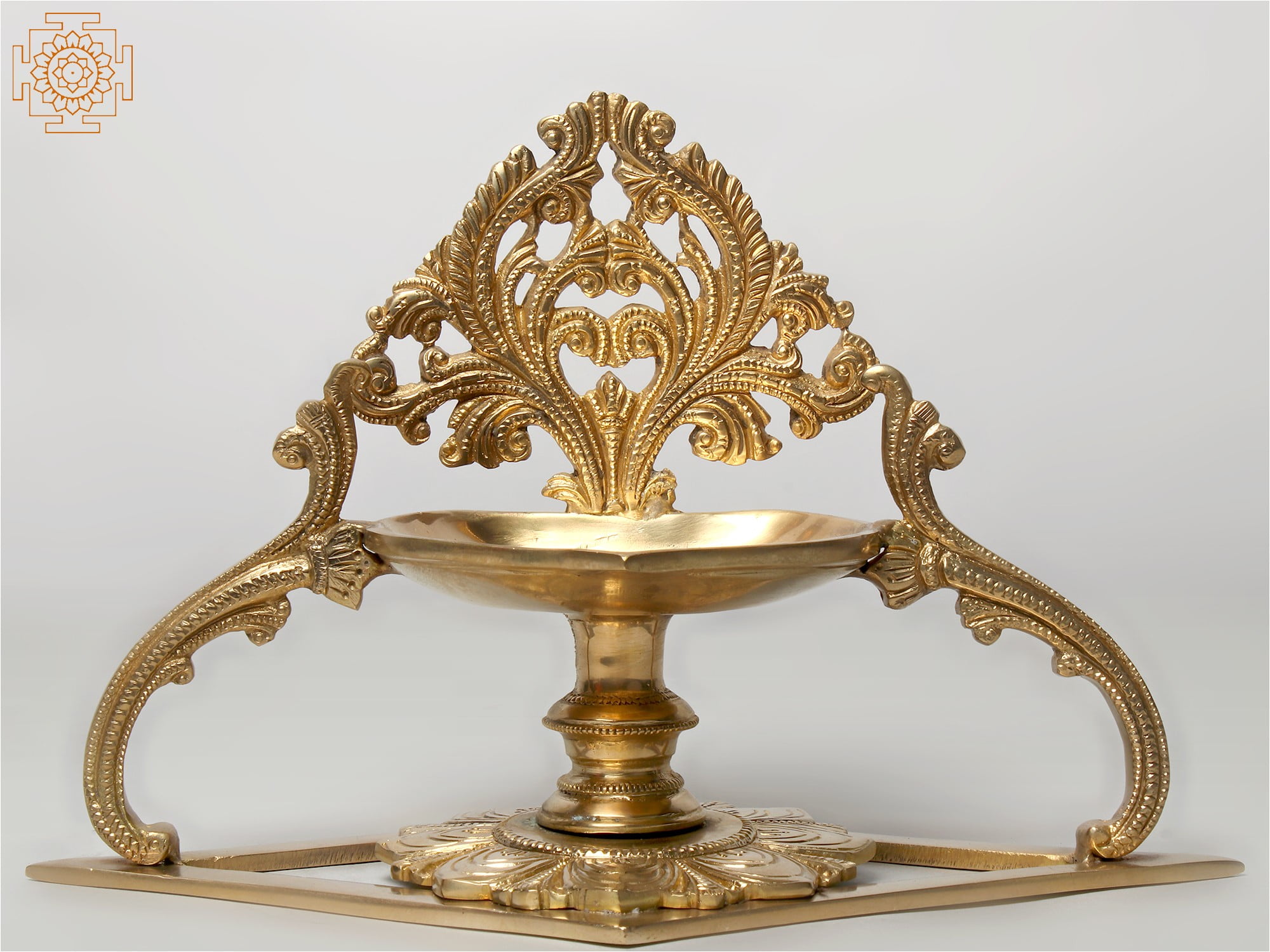 10" Designer Brass Lamp Diya Stand for Diwali Puja Rituals Home Décor ...