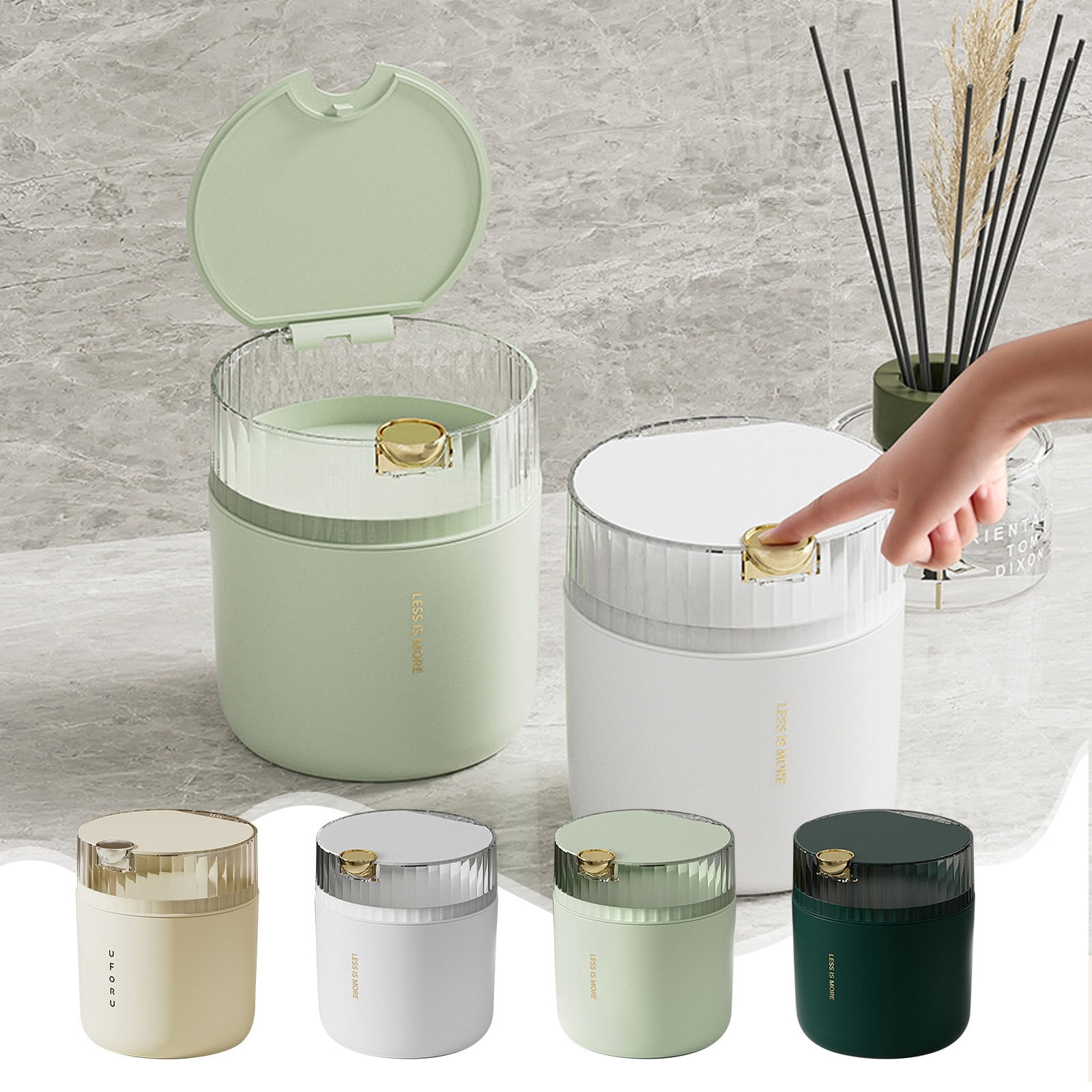 Under 10, Desktop Waste Basket, Living Room Trash Can, One-touch Lid ...