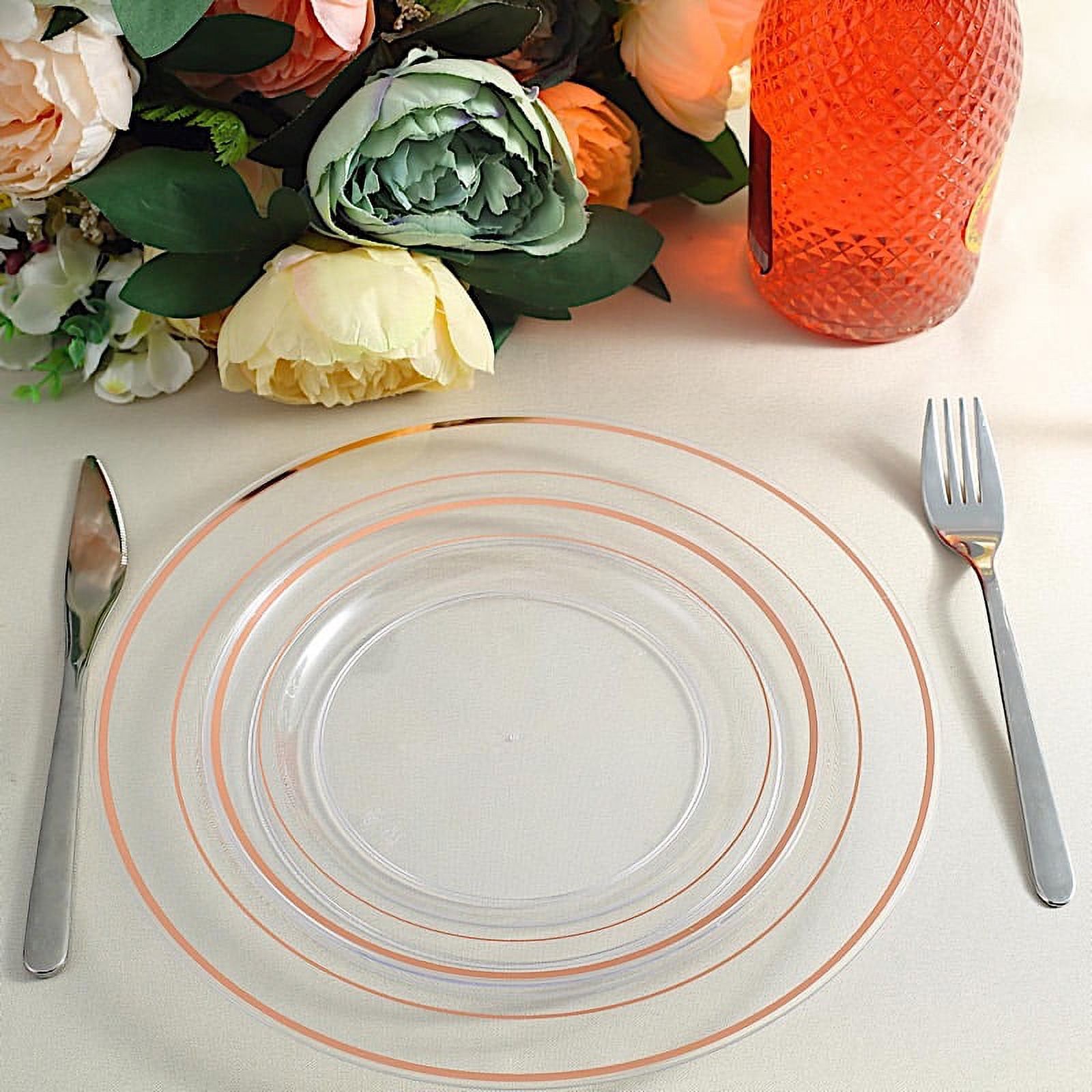 10" Dessert Plastic Round Plates Trim Party Wedding Disposable ...