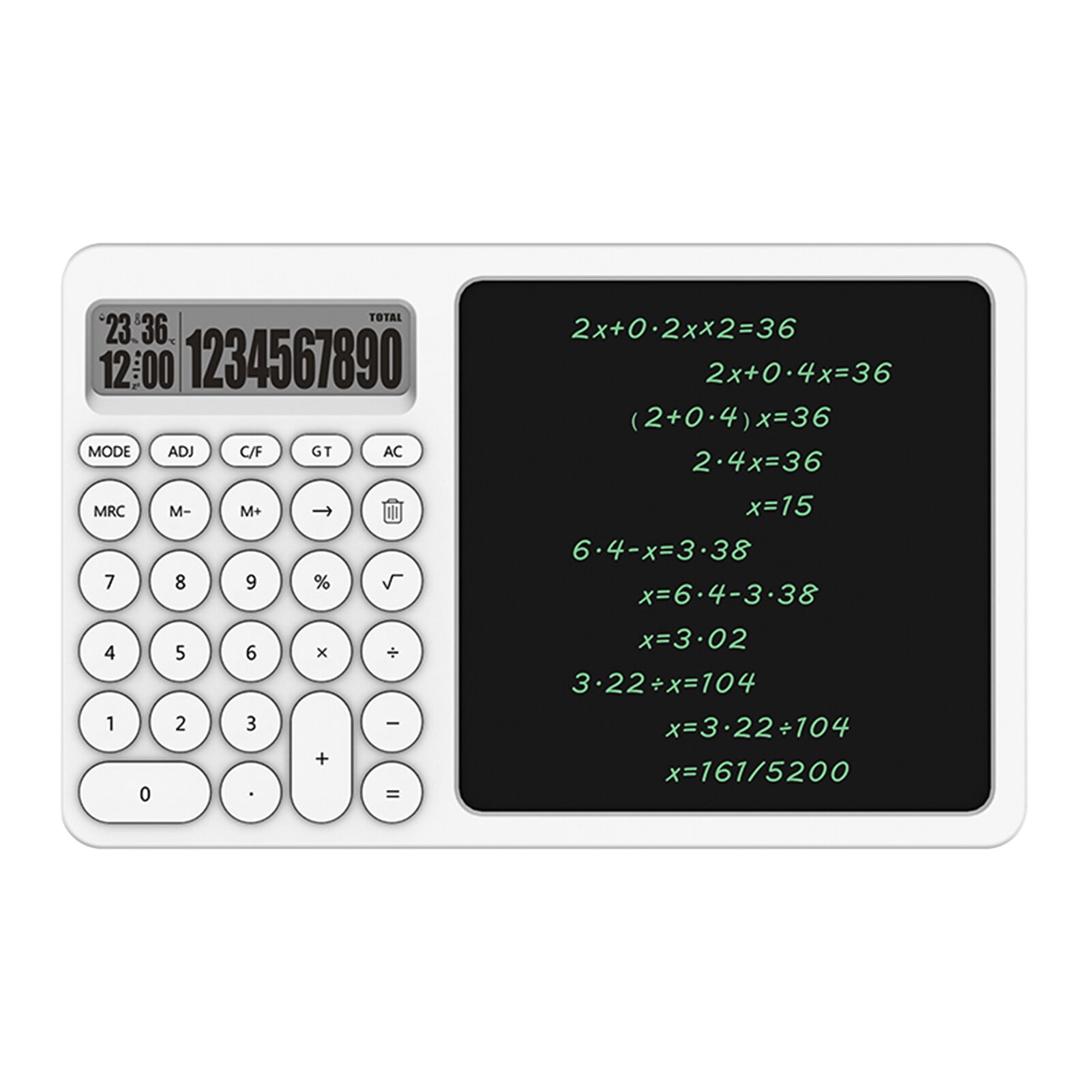 10 Digit Calculator with Writing Tablet Time Function LCD Display Desk ...
