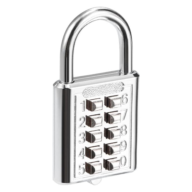 10 Digit Push Button Combination Padlock, 5 Digit Locking Mechanism ...