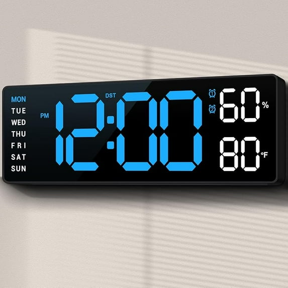 10" Digital Wall Clock: Dual Alarm Wall Mount Decor Clock for Living ...
