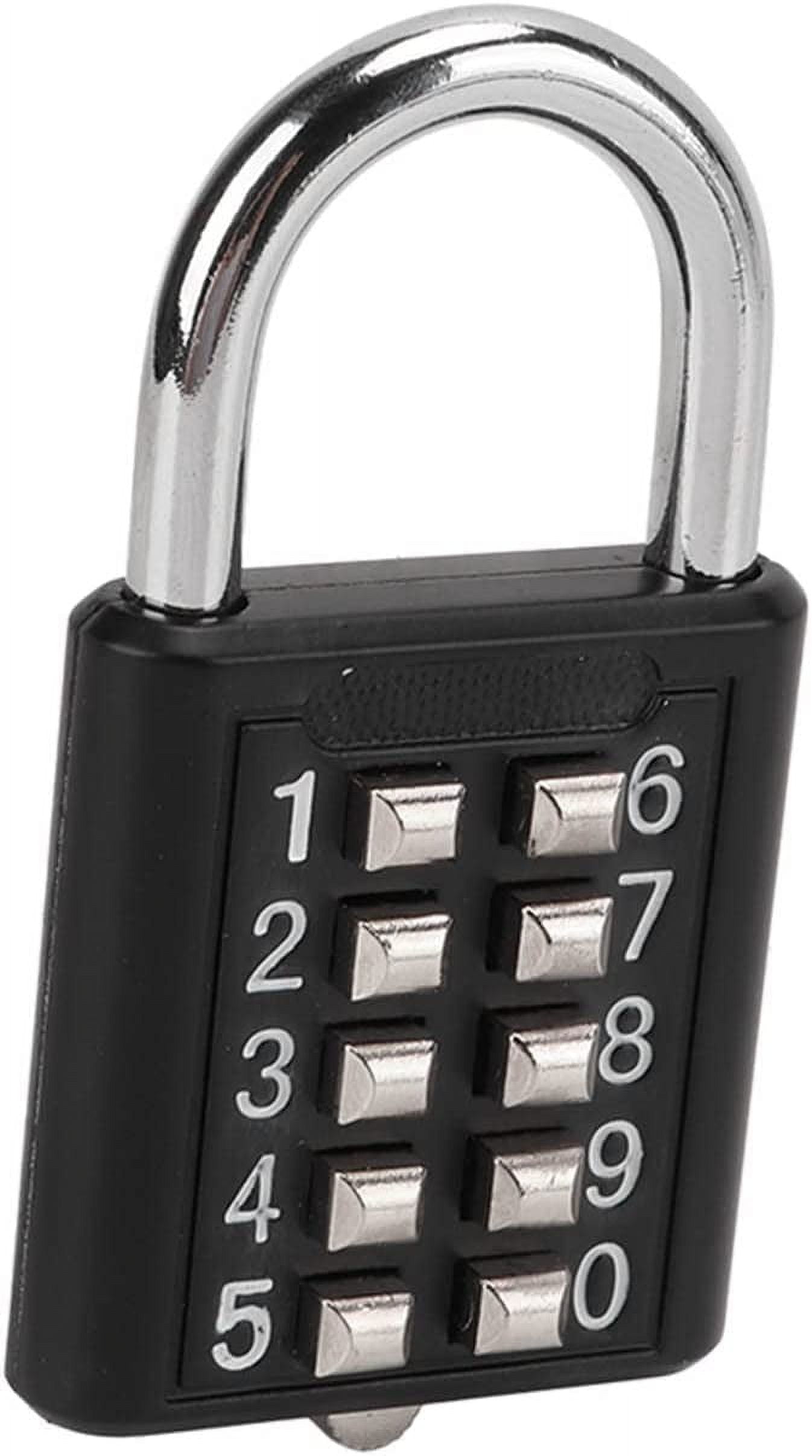 10 Digits Push Button Padlock, Zinc Alloy Steel Keyless Resettable Lock ...