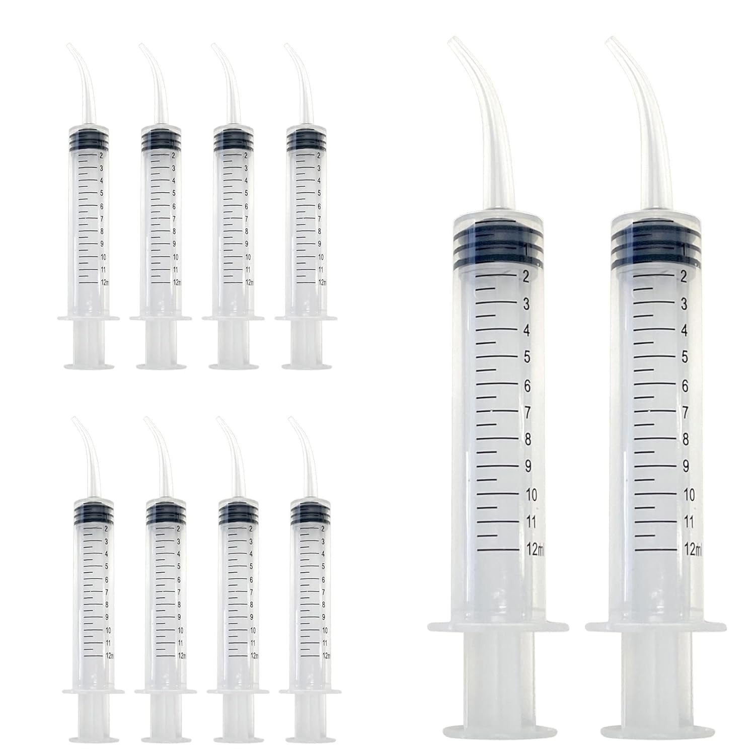 10 Disposable Curved Tip 12ml Dental Oral Dispensing 12cc Syringes ...