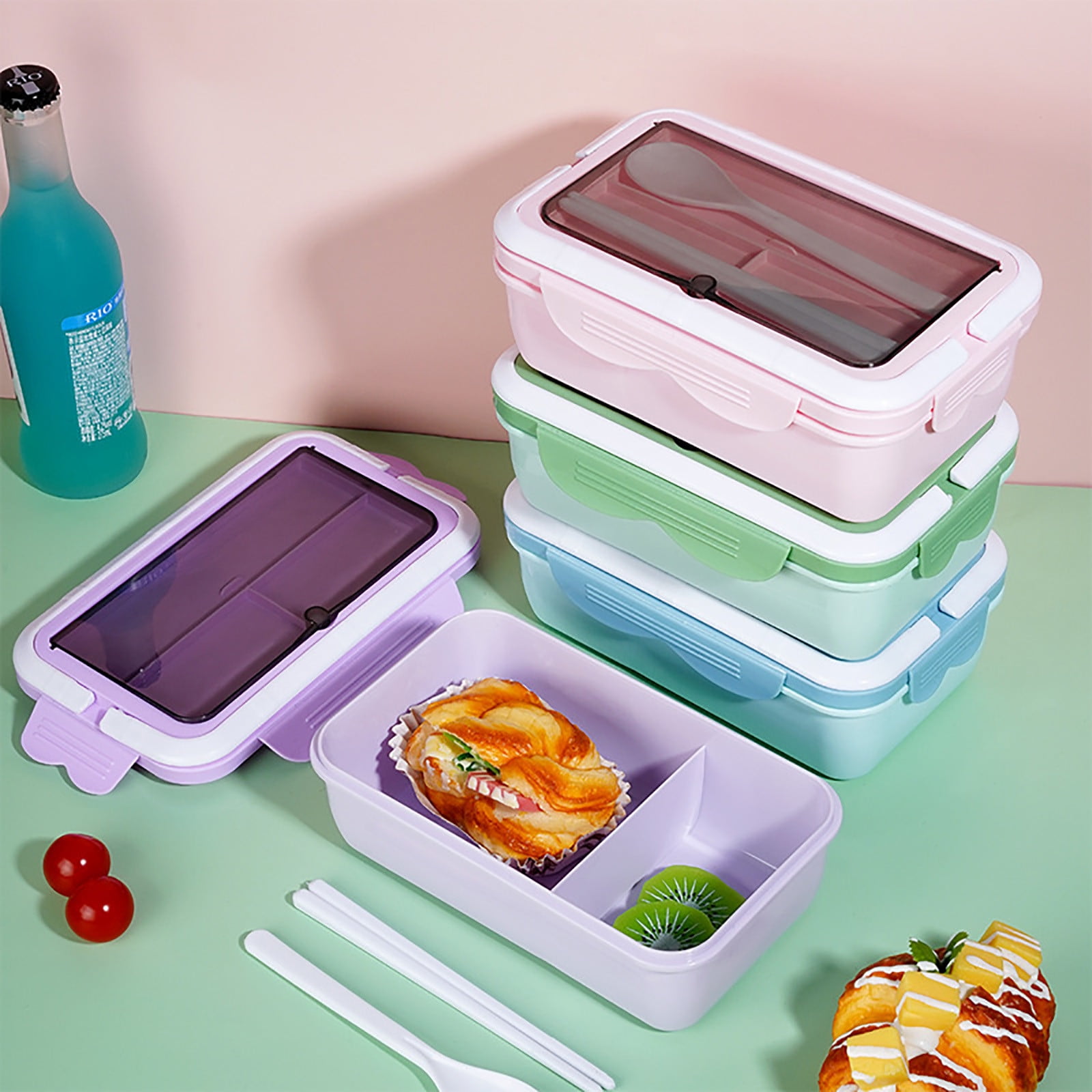 Under 10, Divided Lunch Box, Microwave Safe Plastic Meal Box, Office ...