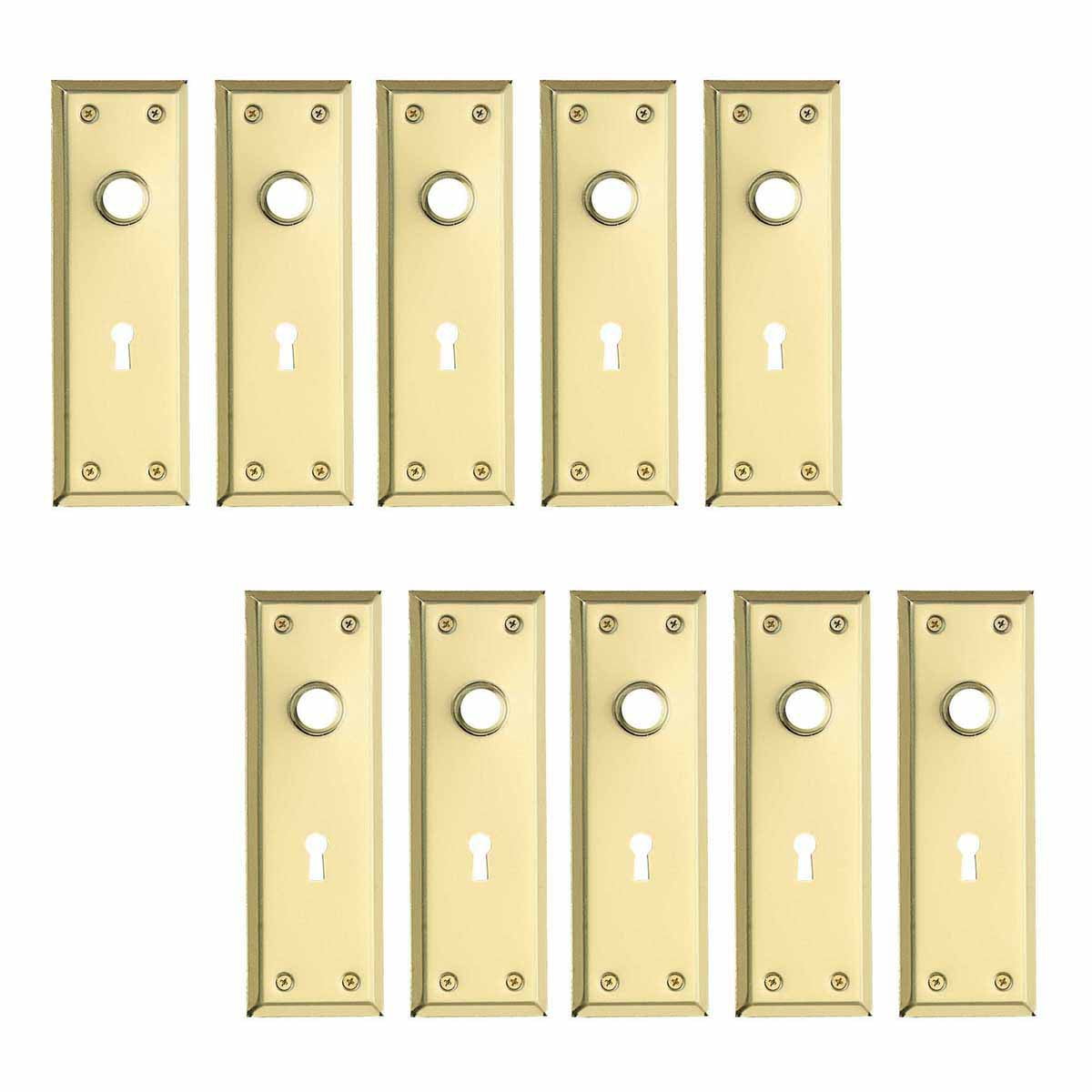 10 Door Back Plate Bright Solid Brass Stamped w/Keyhole 7 3/4 ...