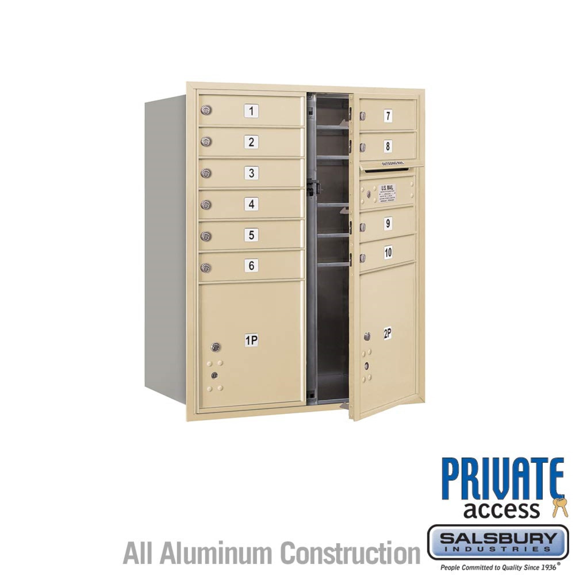 10 Door High Recessed Mounted 4C Horizontal Mailbox with 10 Doors and 2 ...