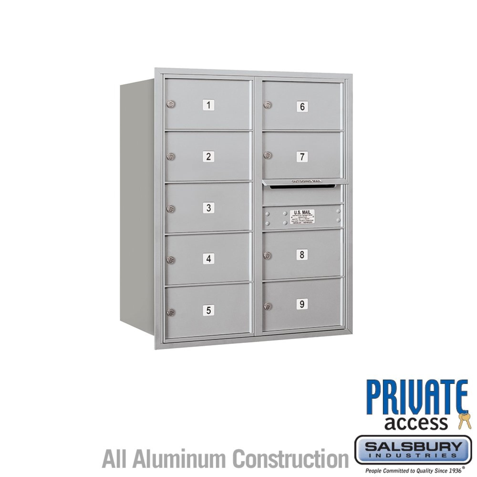 10 Door High Recessed Mounted 4C Horizontal Mailbox with 9 Doors and 2 ...
