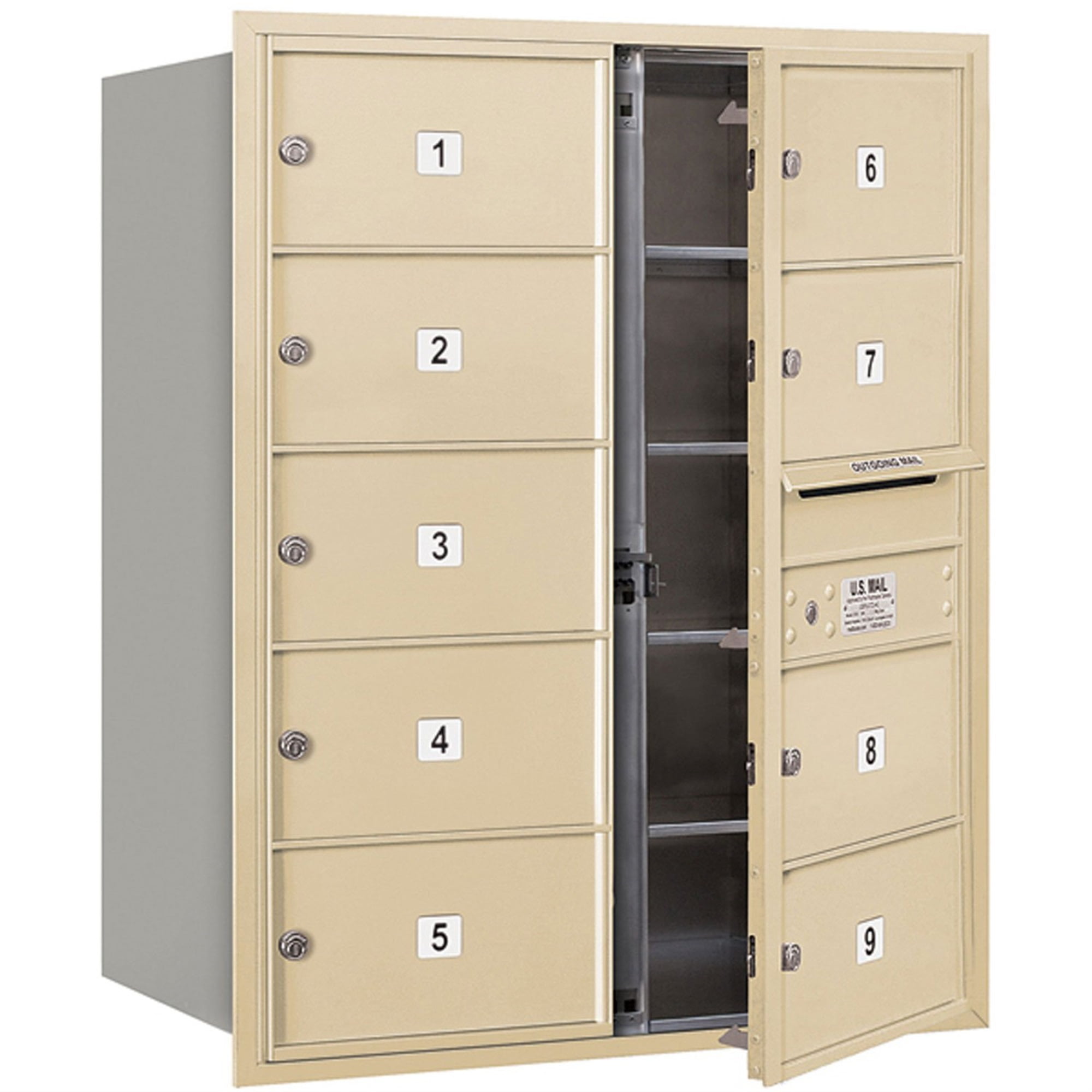 10 Door High Recessed Mounted 4C Horizontal Mailbox with 9 Doors and 2 ...