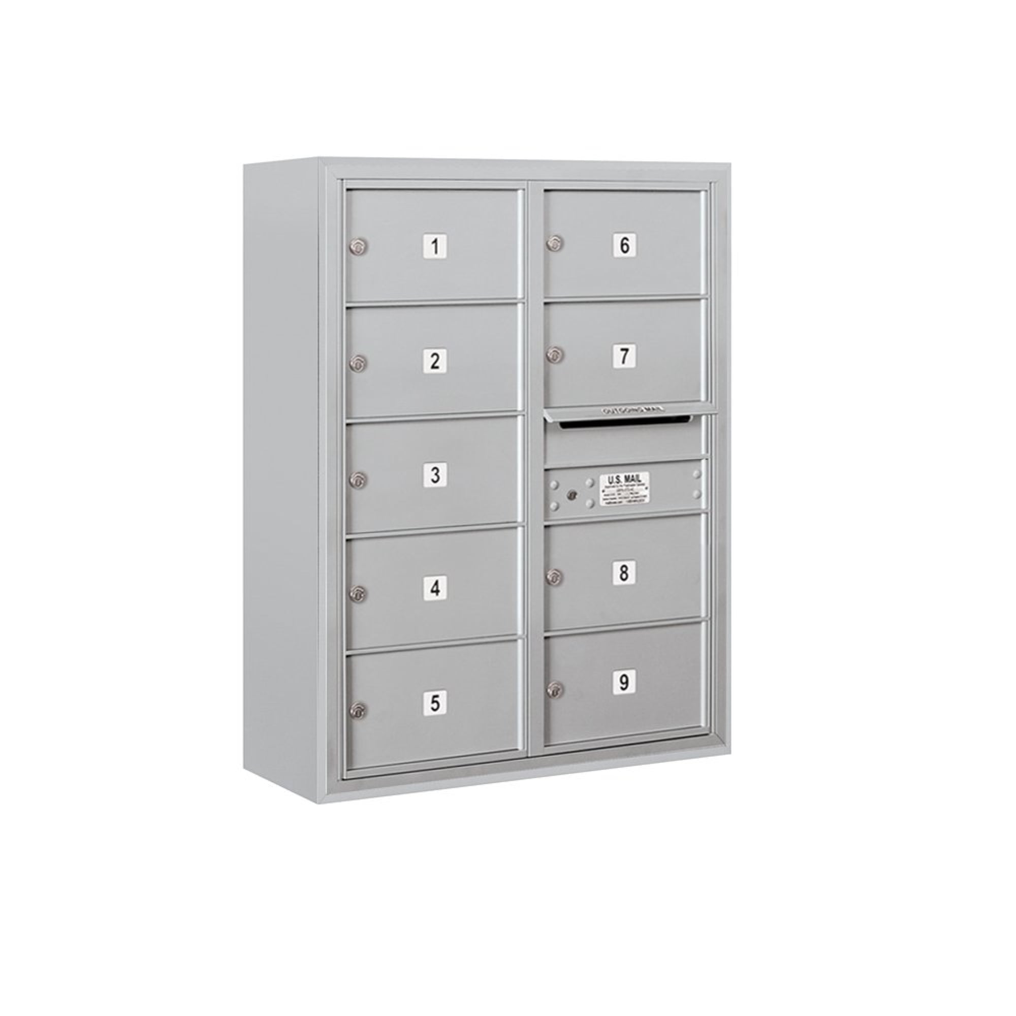 10 Door High Surface Mounted 4C Horizontal Mailbox with 9 Doors and 2 ...