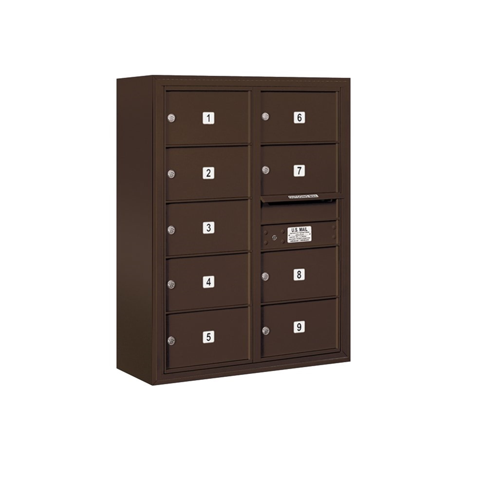 10 Door High Surface Mounted 4C Horizontal Mailbox with 9 Doors and 2 ...