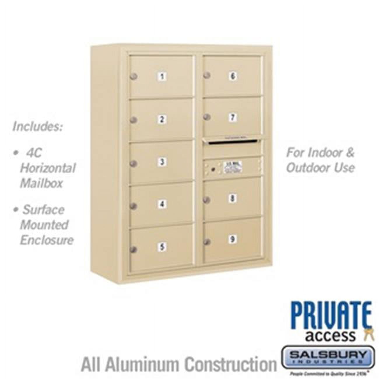 10 Door High Surface Mounted 4C Horizontal Mailbox with 9 Doors and 2 ...