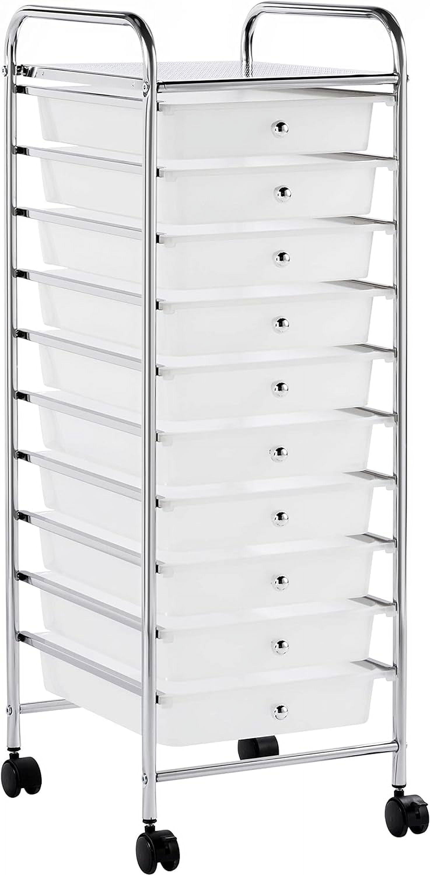 10 Drawer Cart Rolling Plastic Storage Cart and Organizer Multipurpose ...