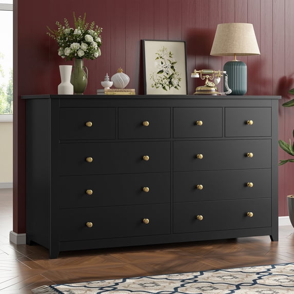 10 Drawer Dresser for Bedroom, Wide Chest of Drawers, Large Wooden ...