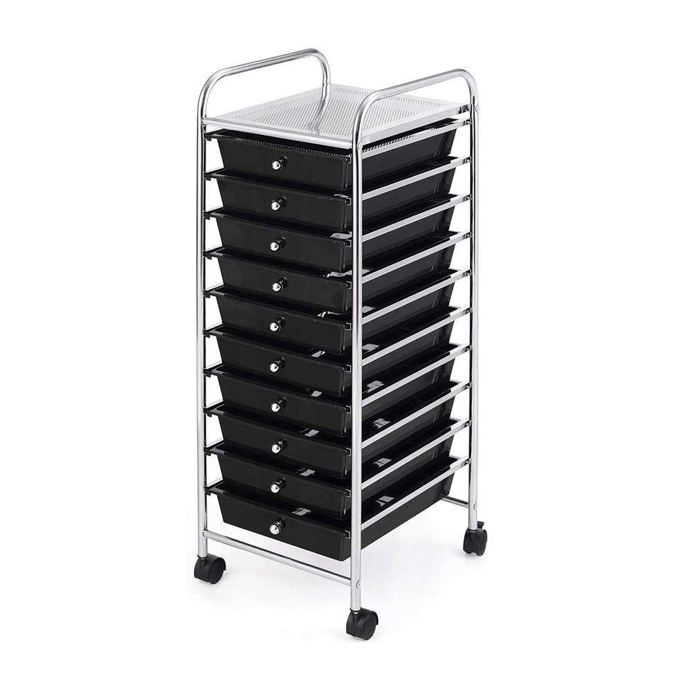 10-Drawer Organizer Cart, Rolling Storage Cart with Steel Frame ...
