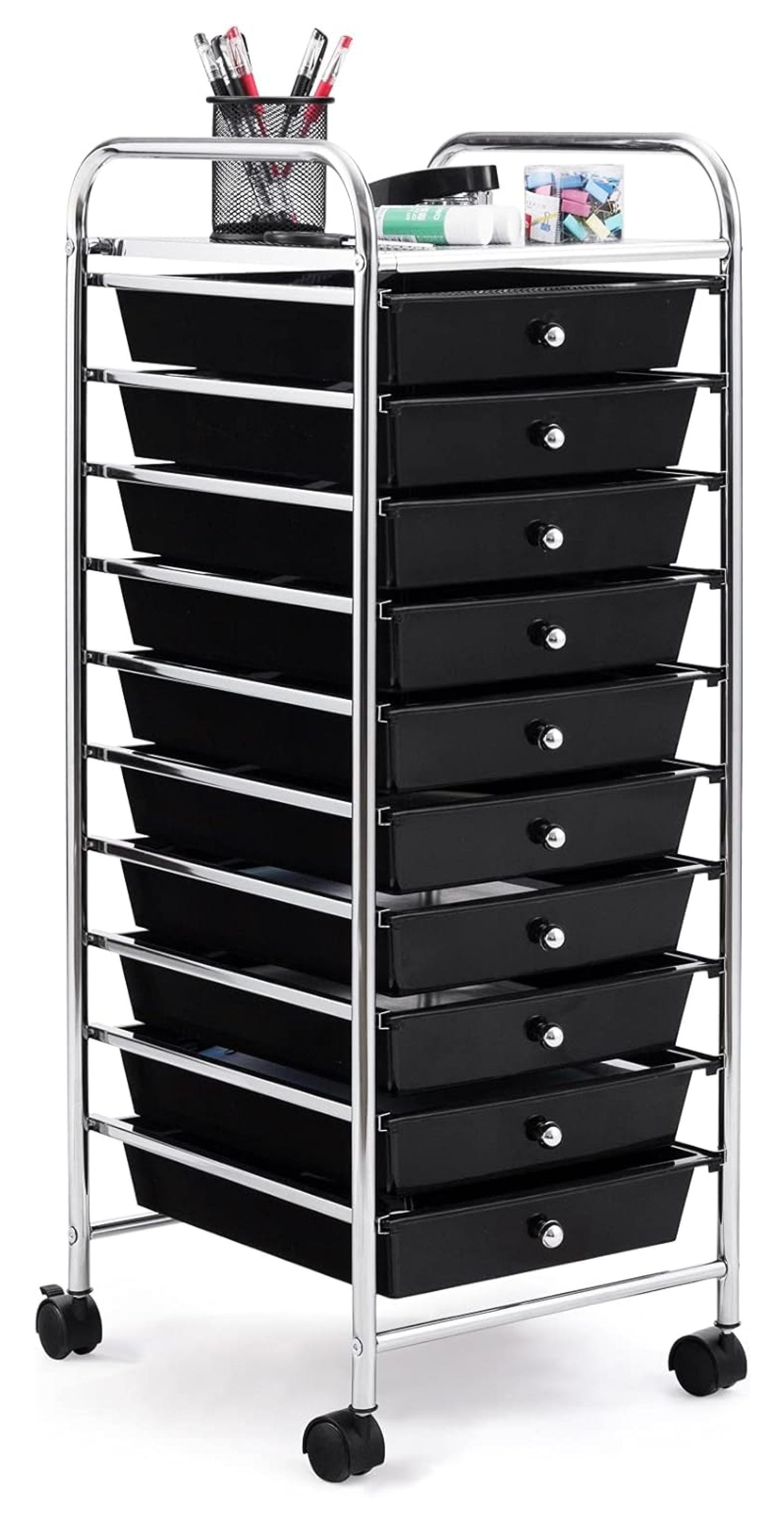 10-Drawer Organizer Cart Tools Office School Paper Organizer Rolling ...