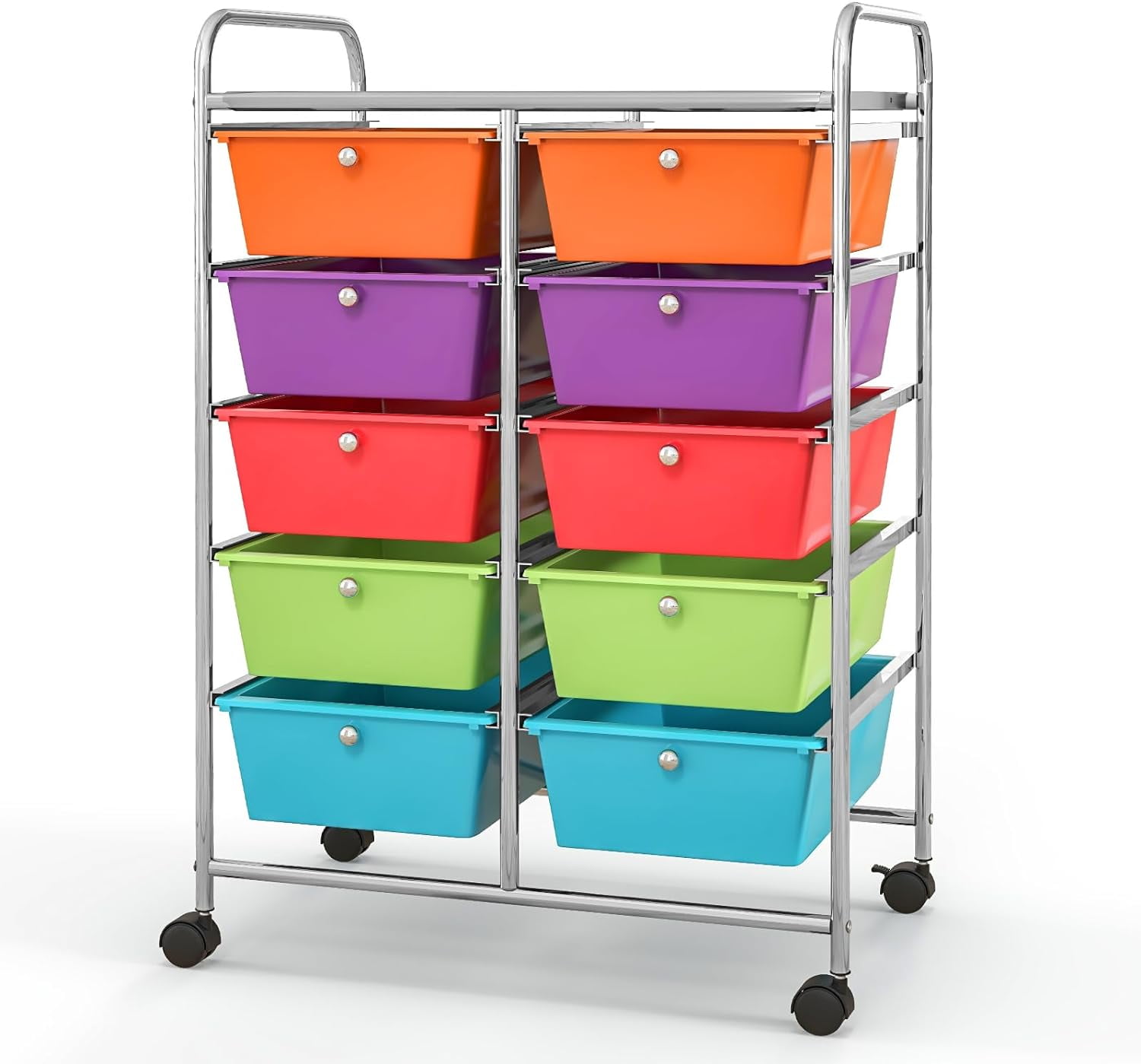 10-Drawer Rolling Cart with Drawers, Storage Cart with Universal Wheel ...