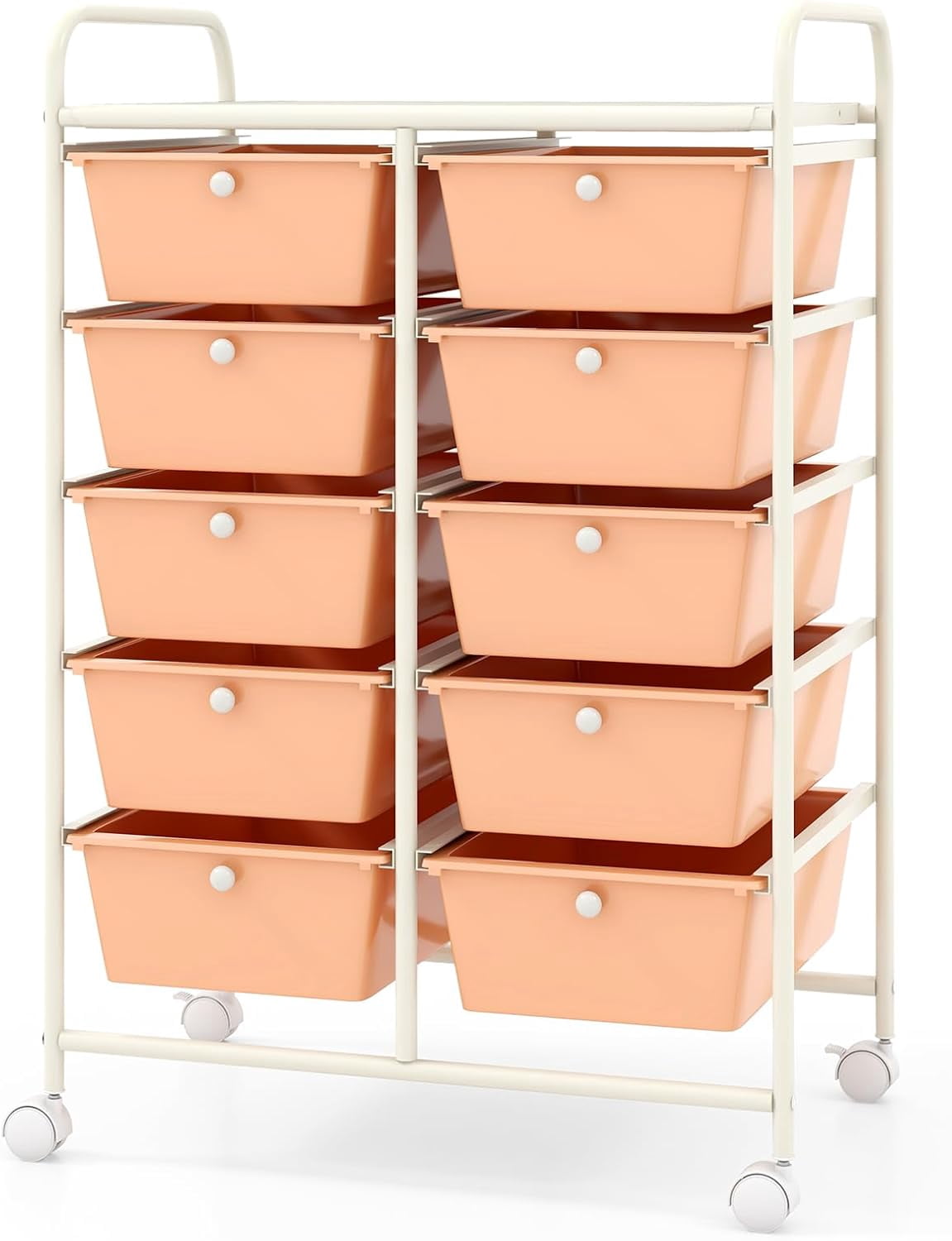 10-Drawer Rolling Cart with Drawers, Storage Cart with Universal Wheel ...