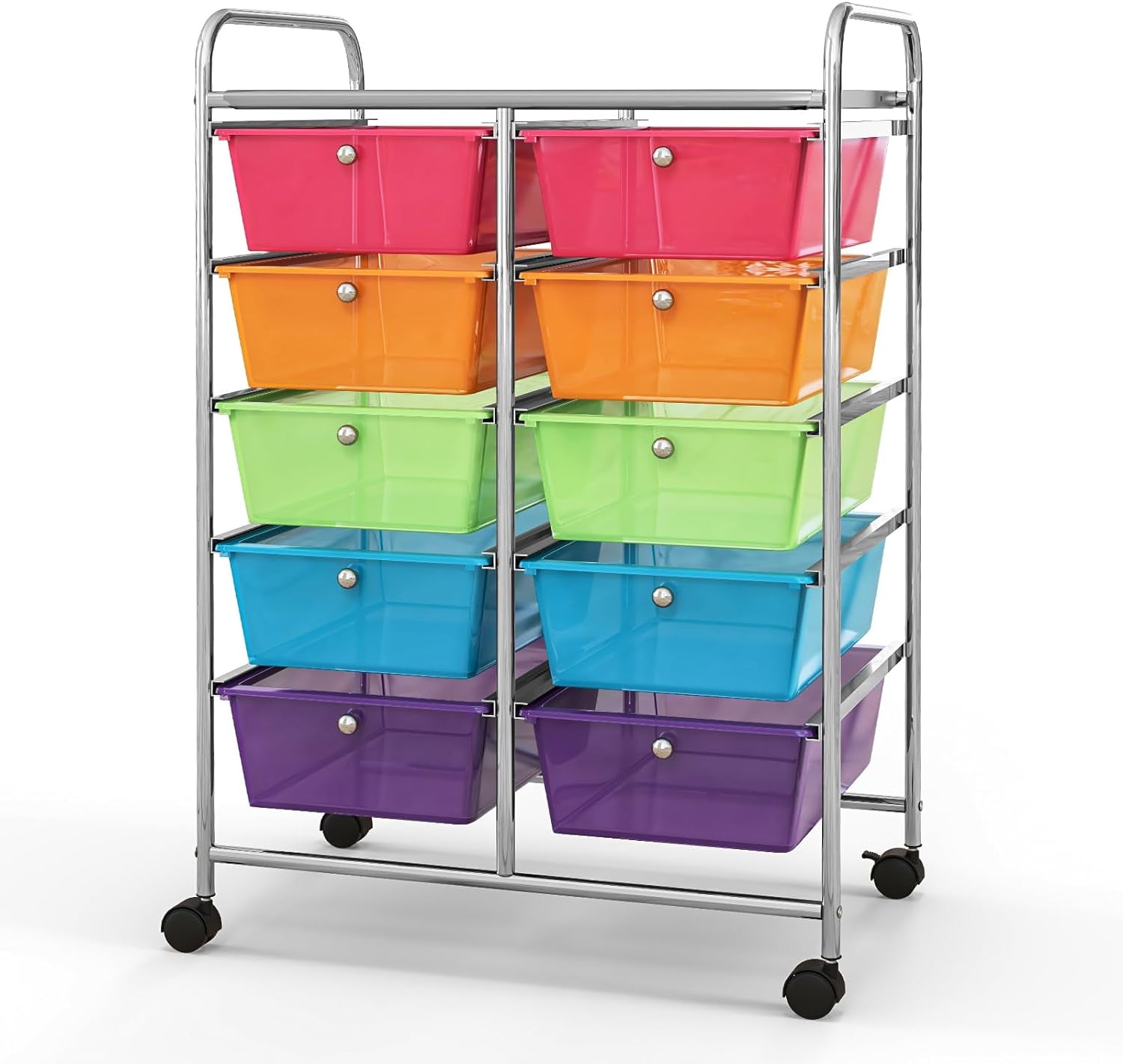 10-Drawer Rolling Cart with Drawers, Storage Cart with Universal Wheel ...